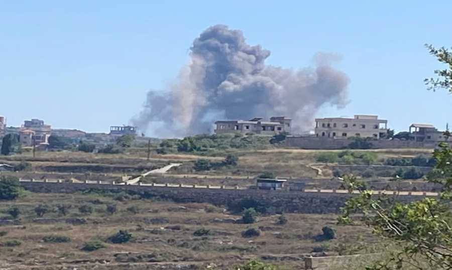 South Lebanon... Gunfire and Hezbollah Shells Military Base with ...